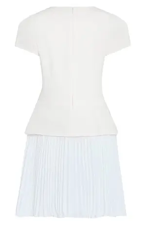 MILLY Haddy Pleated Minidress - Ecru