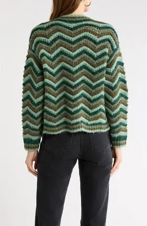 SUGARLIPS Harp Zig Zag Cardigan - Emerald
