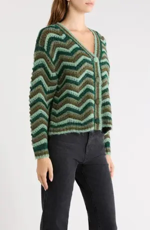 SUGARLIPS Harp Zig Zag Cardigan - Emerald
