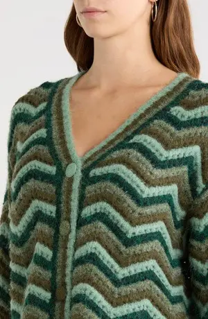 SUGARLIPS Harp Zig Zag Cardigan - Emerald