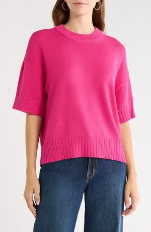 SUGARLIPS Novah Drop Shoulder Sweater - Fuchsia