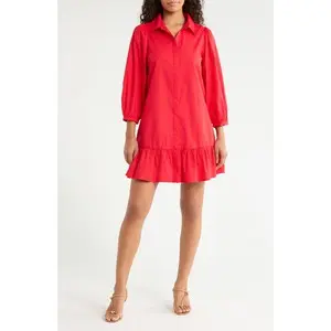 SUGARLIPS Maude Cotton Poplin Shirt Dress - Red