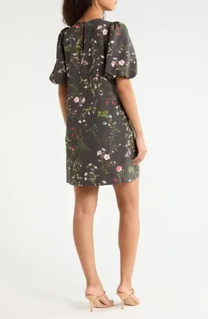 SUGARLIPS Jilly Floral Print Puff Sleeve Shift Dress