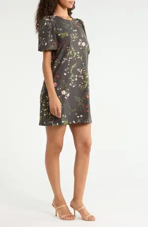 SUGARLIPS Jilly Floral Print Puff Sleeve Shift Dress