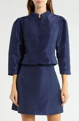 SUGARLIPS Hestia Puff Sleeve Jacket - Navy