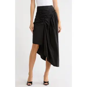 SUGARLIPS Belen Ruched Asymmetric Maxi Skirt - Black