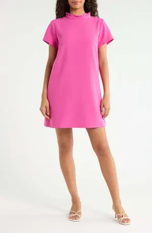 SUGARLIPS Rickie Ruffle Collar Shift Dress - Rose