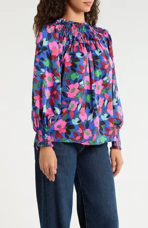 SUGARLIPS Vivi Floral Print Smocked Top