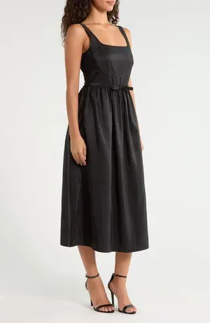 SUGARLIPS Alani Clio Pleat Midi Dress - Black