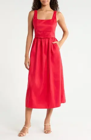 SUGARLIPS Alani Clio Pleat Midi Dress Cherry