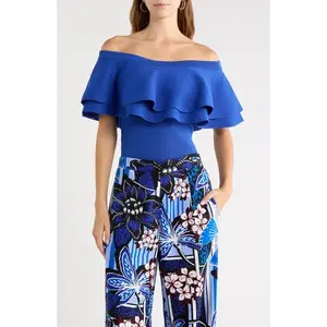 SUGARLIPS Genoa Kaila Off The Shoulder Top - Cobalt