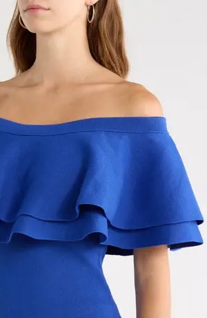 SUGARLIPS Genoa Kaila Off The Shoulder Top - Cobalt
