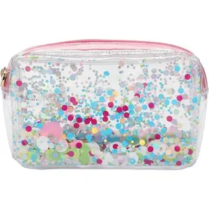 PACKED PARTY Confetti Clear Vinyl Zip Pouchtrapped Confetti Vinyl Organizer For Makeup Travel School Supplies With Signature Confetti - Multicolor