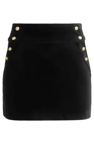 Alice + Olivia Donald High Waist Button Miniskirt - Black