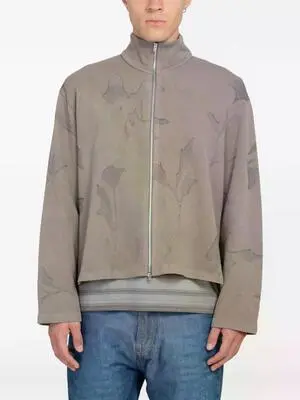 Our Legacy Shrunken Floral-print Zip Sweatshirt - Neutrals