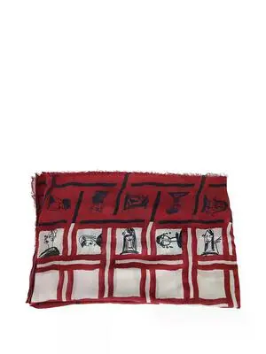 Faliero Sarti Graphic-print Frayed Scarf - Red