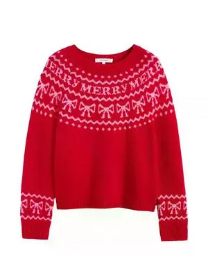 Chinti & Parker Bow-intarsia Wool-blend Sweater - Red