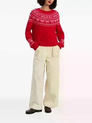 Chinti & Parker Bow-intarsia Wool-blend Sweater