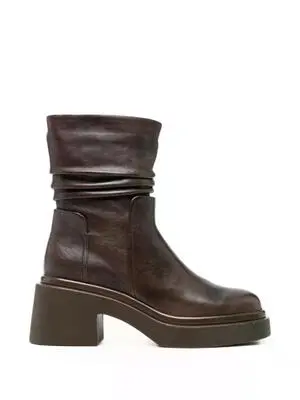 BRUNO PREMI Ruched Platform Ankle Boots - Brown