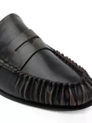 ANGEL ALARCON Ruched Leather Loafers