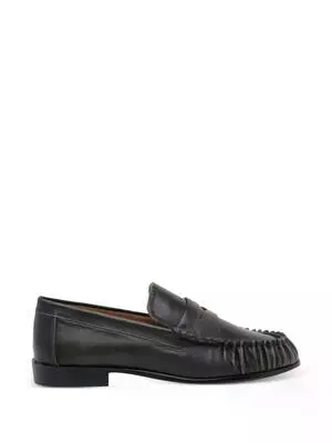 ANGEL ALARCON Ruched Leather Loafers - Black