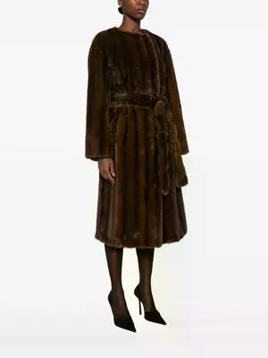 STAND STUDIO Miranda Belted Faux-fur Coat - Brown