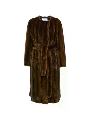 STAND STUDIO Miranda Belted Faux-fur Coat - Brown