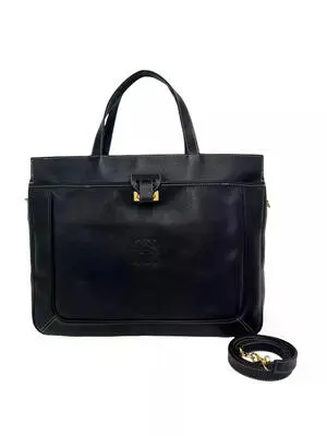 Loewe 1980-1990 Leather Anagram Satchel - Black