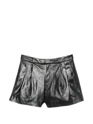 ARMA Pleated Leather Shorts - Black