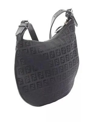 Fendi 2000-2010 Zucchino Canvas Oyster Shoulder Bag - Black