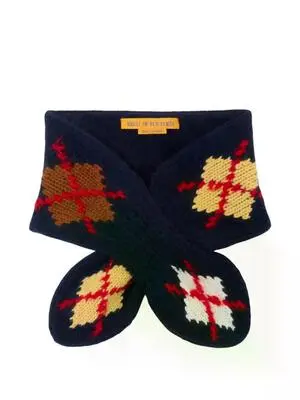 Guest In Residence Argyle-intarsia Bowtie Scarf - Blue
