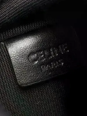 Celine 2000-2026 Coated Canvas Triomphe Soft Vertical Pouch Shoulder Bag - Black