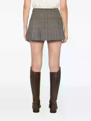 Maje Check-pattern Mini Pleated Skirt