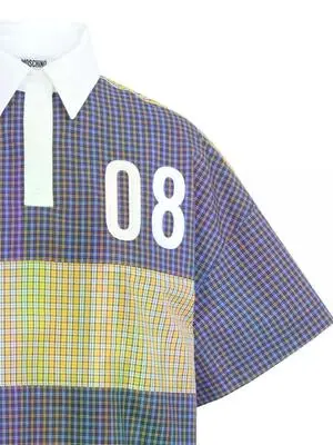 Moschino Check-pattern Logo-print Polo Shirt - Blue