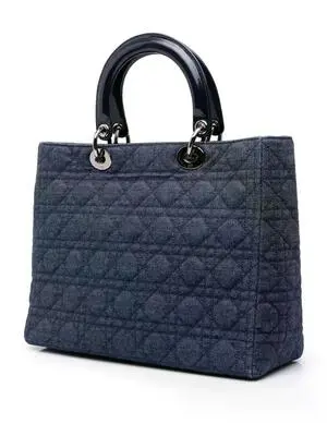 Dior 1999 Large Denim Cannage Lady Satchel