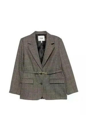 Maje Belted Checked Blazer - Grey