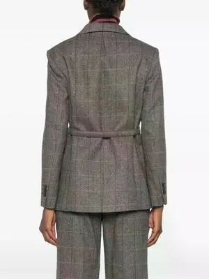 Maje Belted Checked Blazer