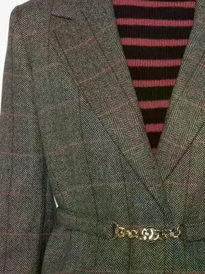 Maje Belted Checked Blazer
