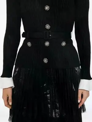 SELF-PORTRAIT Crystal-embellished Pleated Midi Dress
