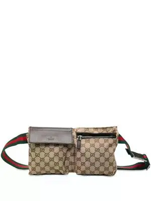 Gucci 2000-2015 Gg Canvas Web Double Pocket Belt Bag - Neutrals