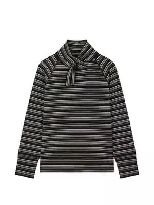 STUDIO TOMBOY Striped High-neck Long-sleeve T-shirt - Black