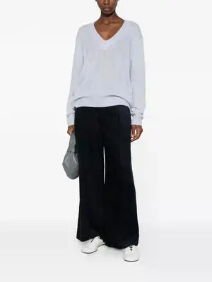 VIA MASINI 80 Corduroy-effect Wide-leg Trousers - Blue