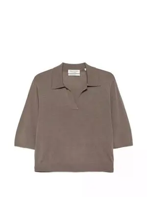 Marc O'polo Spread-collar Elbow-sleeve Top - Brown