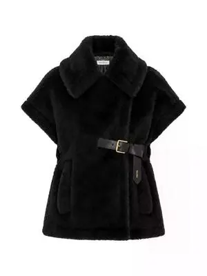 Max Mara Belted Faux-fur Gilet - Black