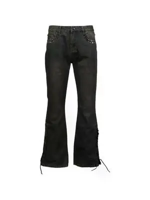 TROUBLED WATERS Stud-embellished Lace-up Jeans