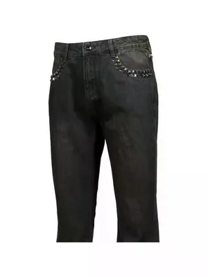 TROUBLED WATERS Stud-embellished Lace-up Jeans