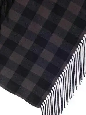 Destin Check Fringed Scarf - Black