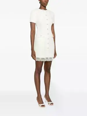 SELF-PORTRAIT Lace-trimmed Bouclé Mini Dress