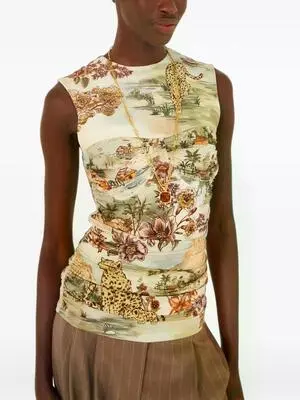 Farm Rio Graphic-print Ruched Top