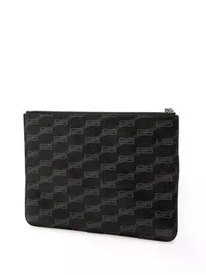 Balenciaga 2018-2026 Bb Monogram Coated Canvas Wristlet Clutch Bag